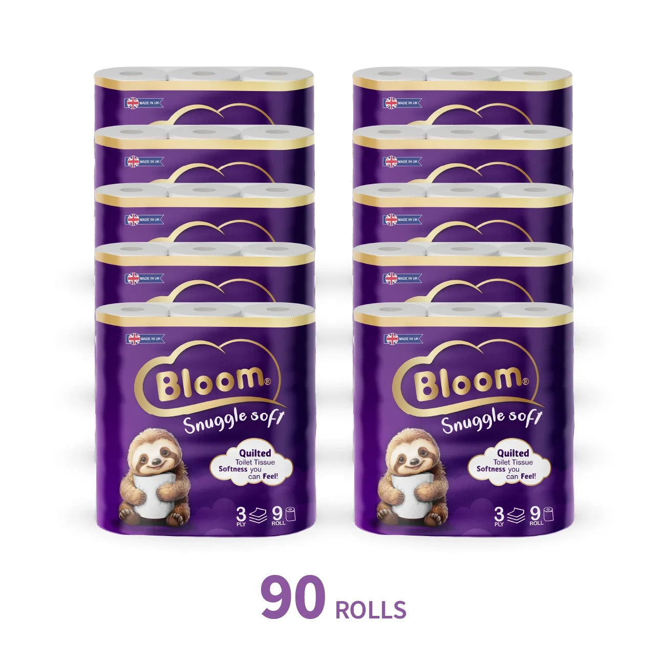 Bloom 3-Ply Toilet Rolls - 90 Rolls | UK Made Free Delivery – Swift Paper